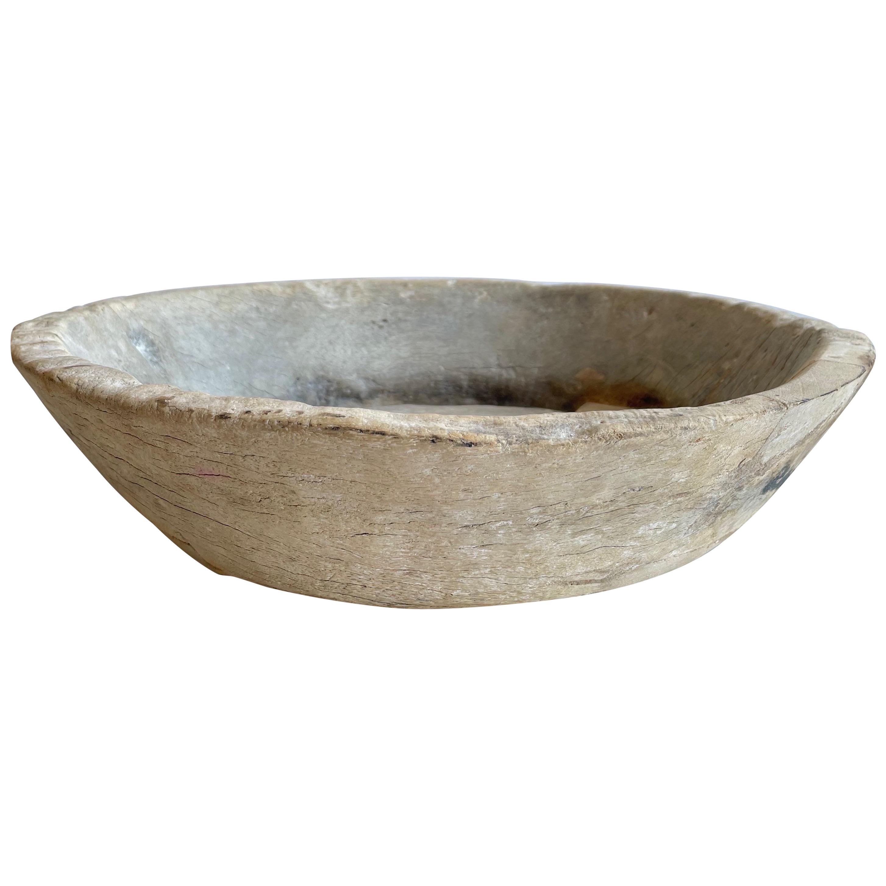 Large Vintage Wood Decorative Bowl at 1stDibs