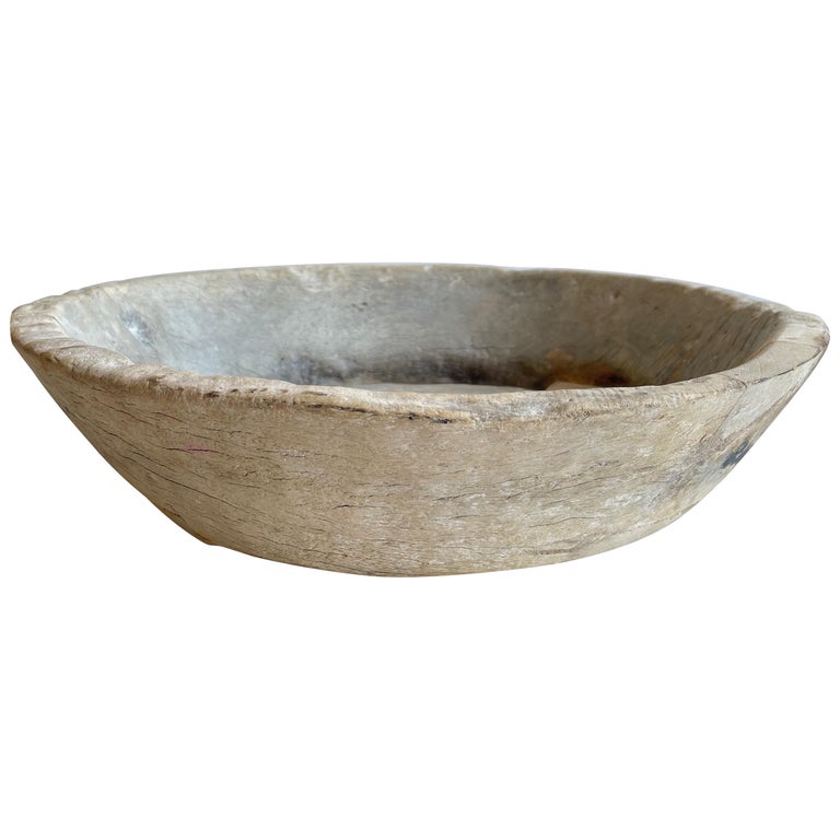 Large Size Vintage Wood Decorative Bowl at 1stDibs