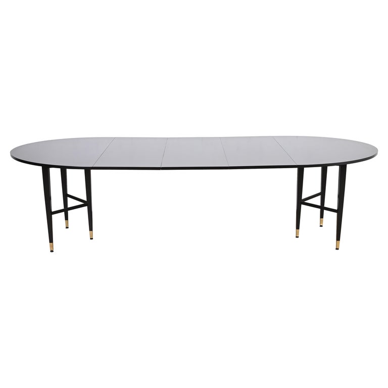 Baker Furniture Mid-Century Modern Black Lacquered Dining Table ...