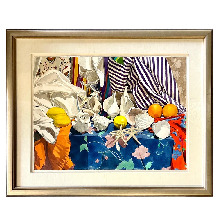 Original Watercolor Signed Still Life Painting of Shells, Lemons For ...