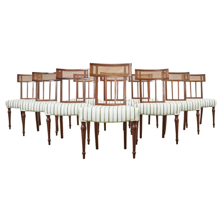 Set of Ten English Regency Mahogany Caned Dining Chairs at 1stDibs