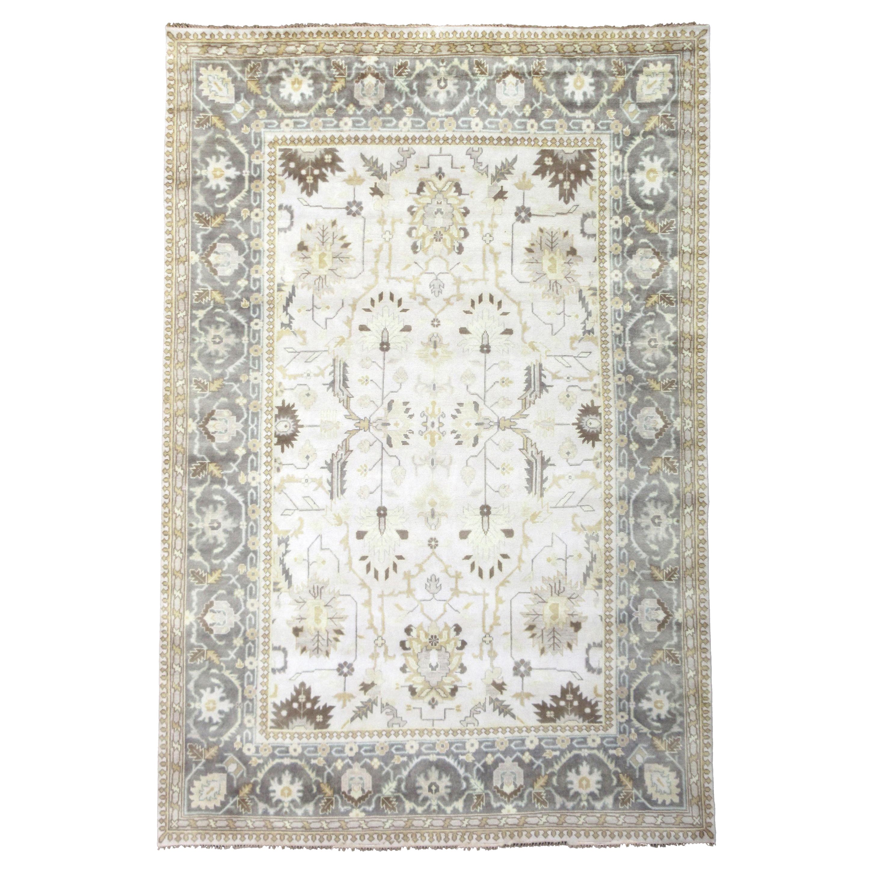 Ivory Oushak Area Rug For Sale at 1stDibs