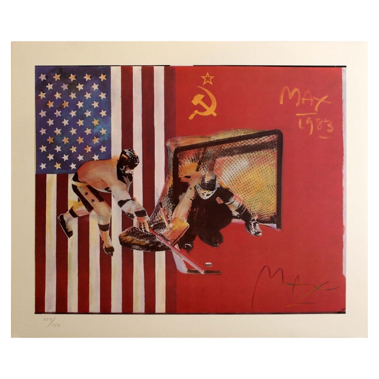 Peter Max Miracle on Ice - Édition limitée 109/150 - En vente sur 1stDibs