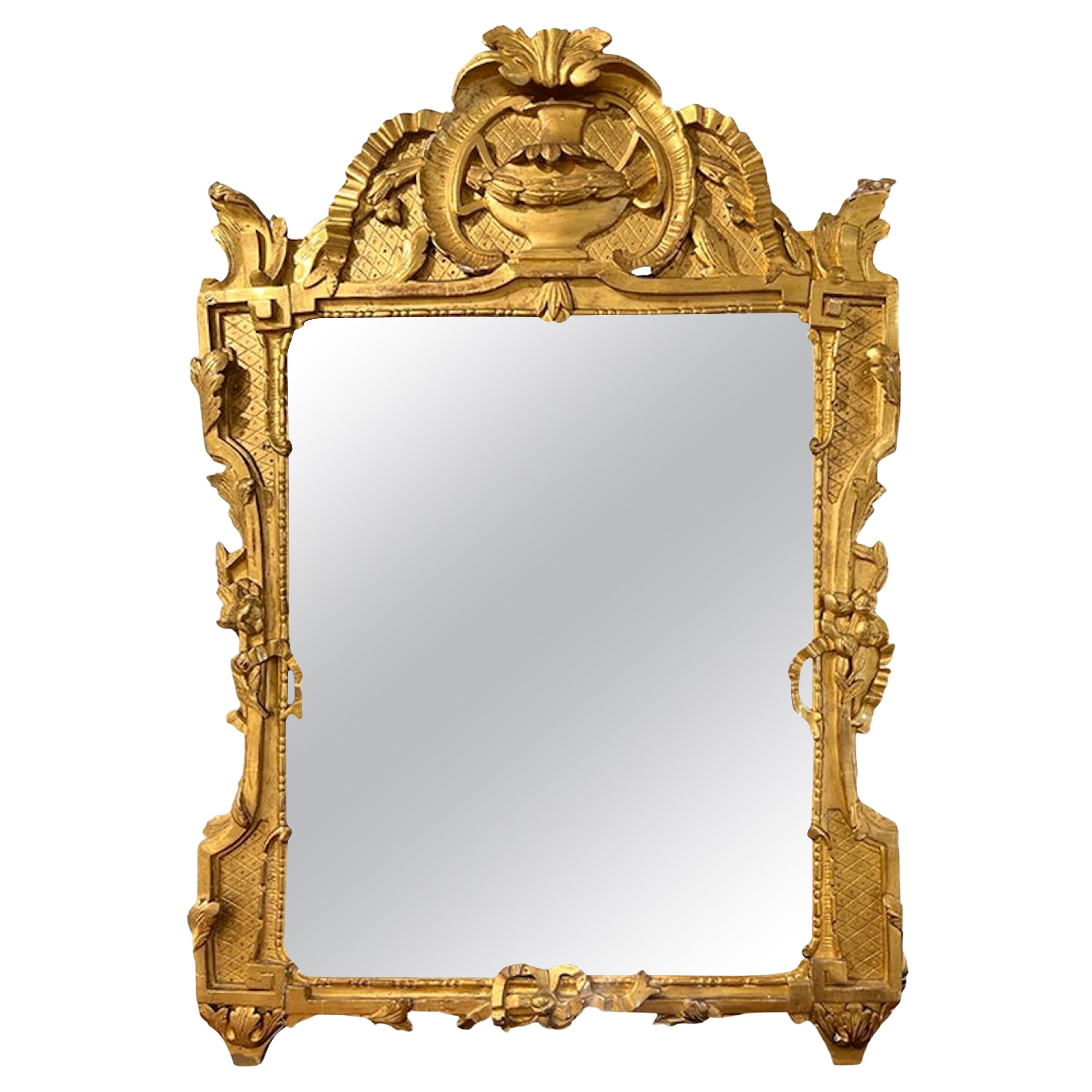 Louis XIV Mirror with Neoclassical Urn Carving, 18th Century at 1stDibs