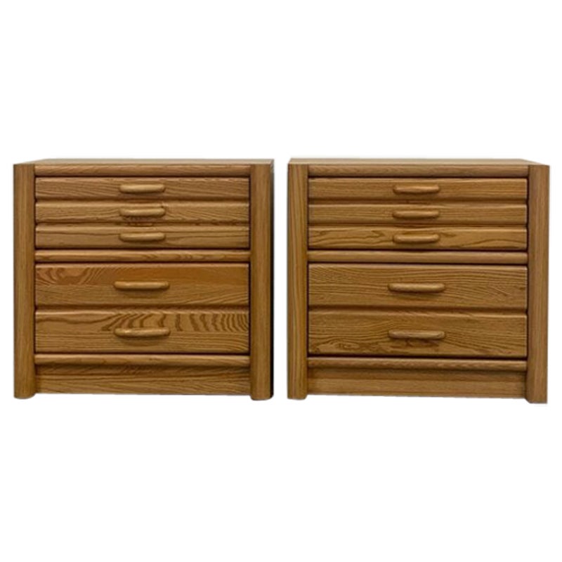 Post Modern Solid Oak Nightstands - Set at 1stDibs