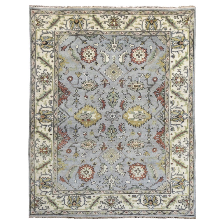 Light-Blue Oushak Area Rug For Sale at 1stDibs