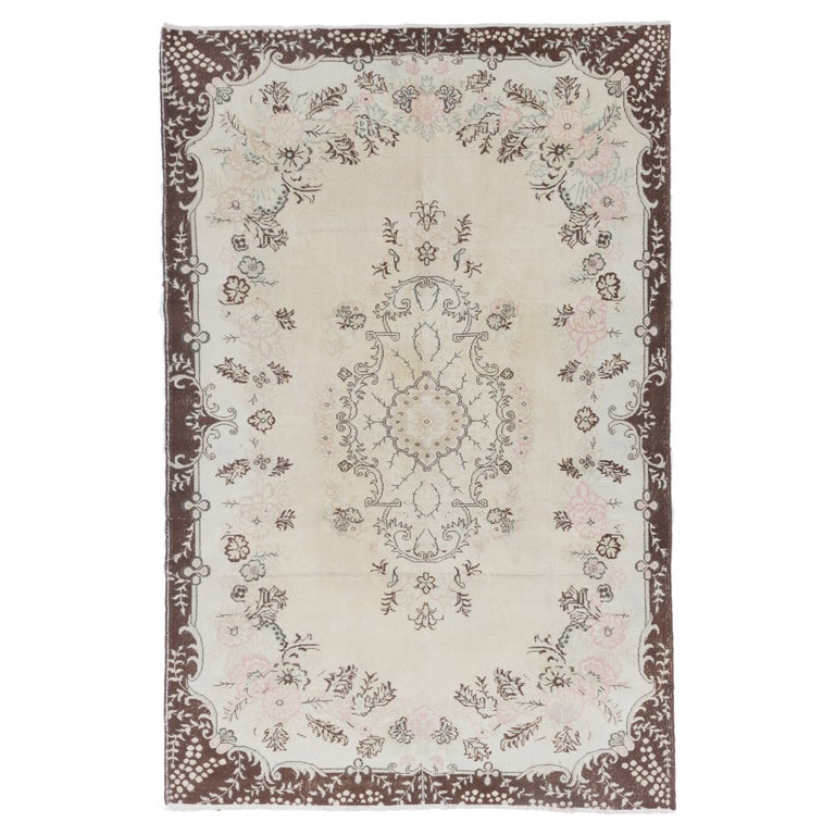 7x11 Ft Fine Hand-Knotted Vintage Anatolian Area Rug with Floral Garden ...