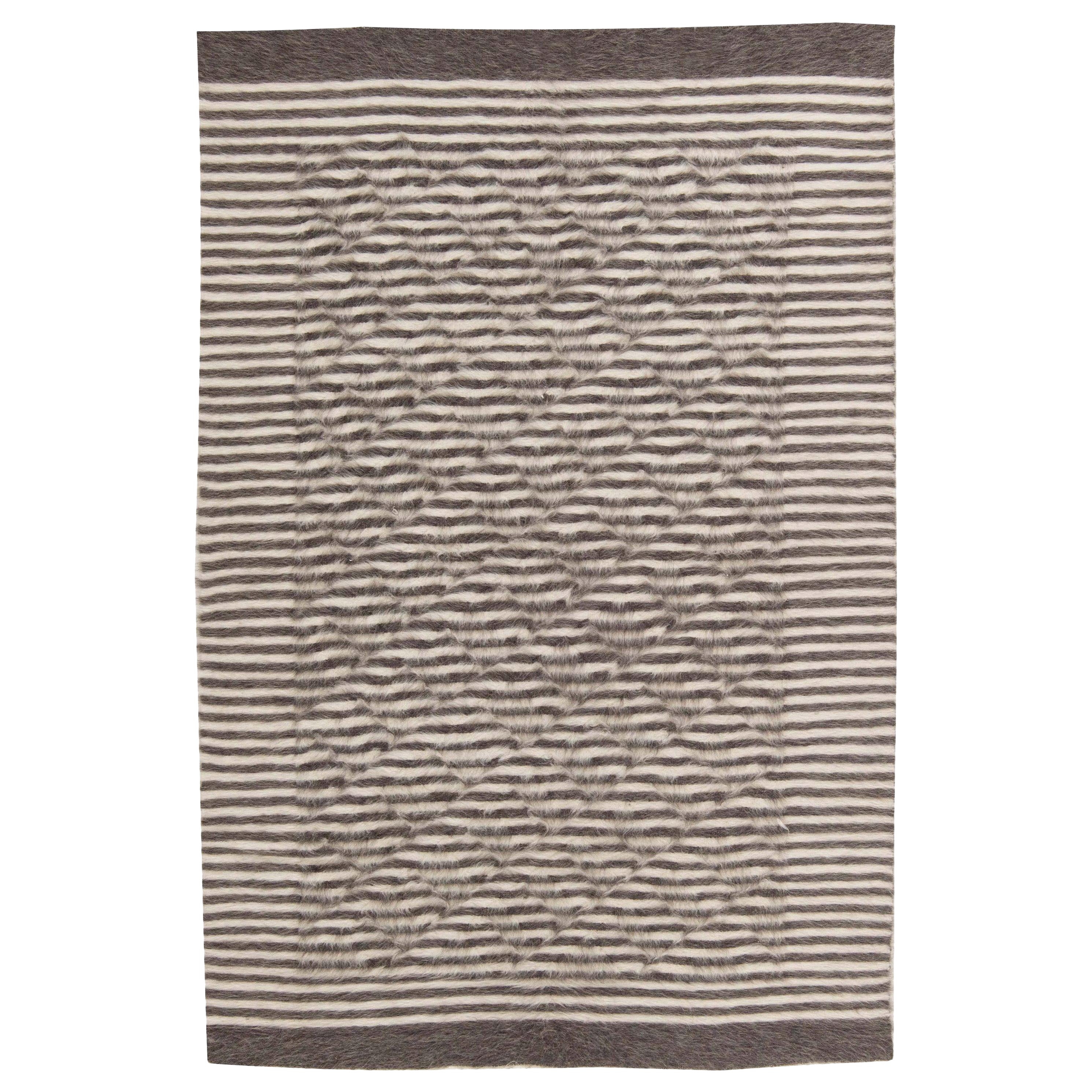 Taurus Collection Modern Striped Handmade Goat Hair Rug by Doris Leslie ...