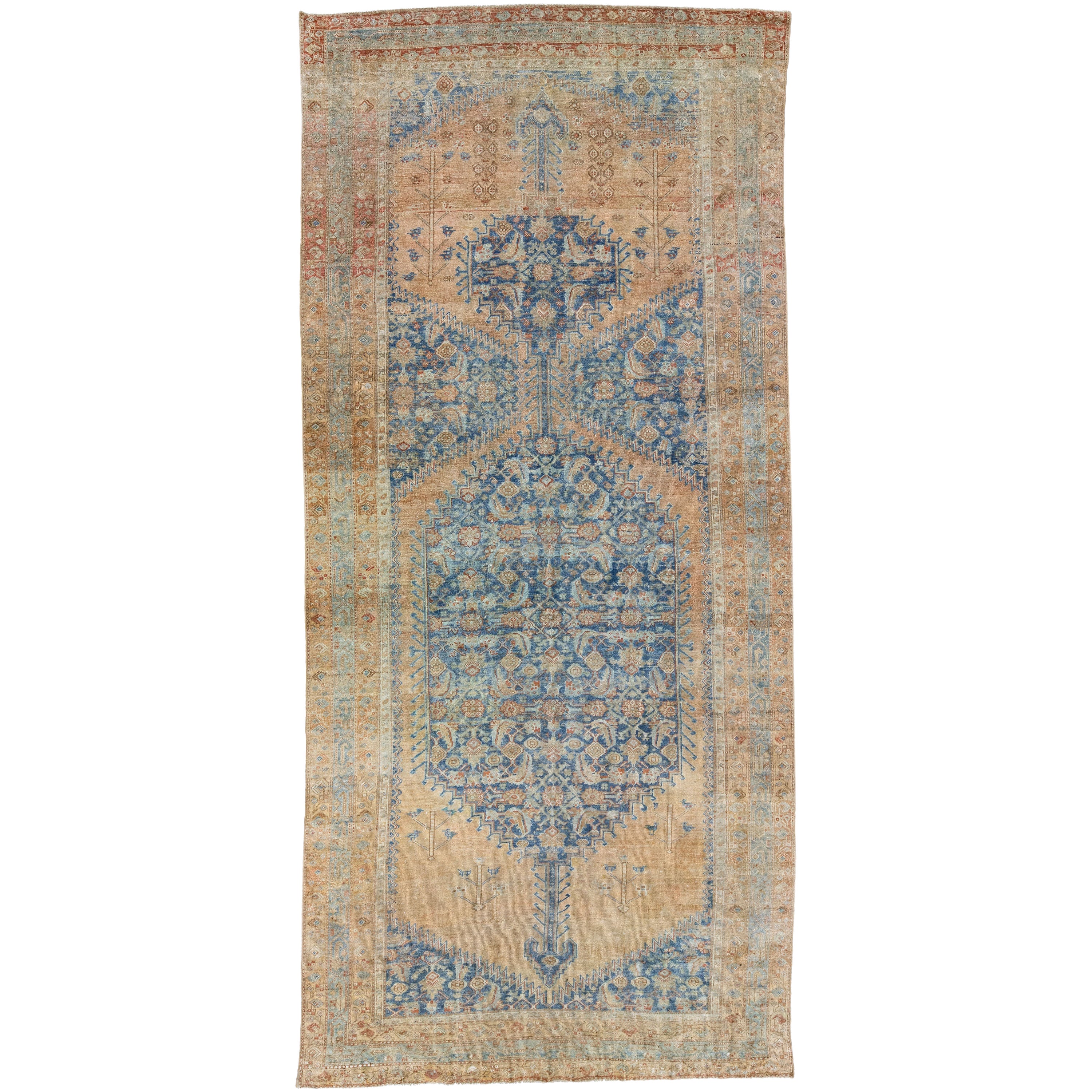 20th Century Antique Persian Malayer Handmade Medallion Brown Wool Rug ...