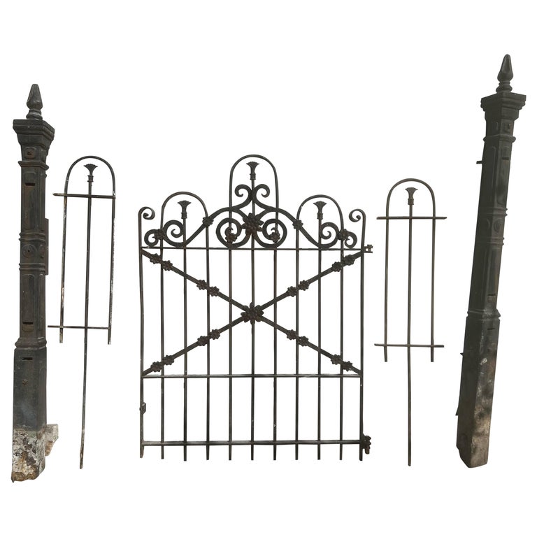 Victorian Iron Garden Gate and Posts at 1stDibs