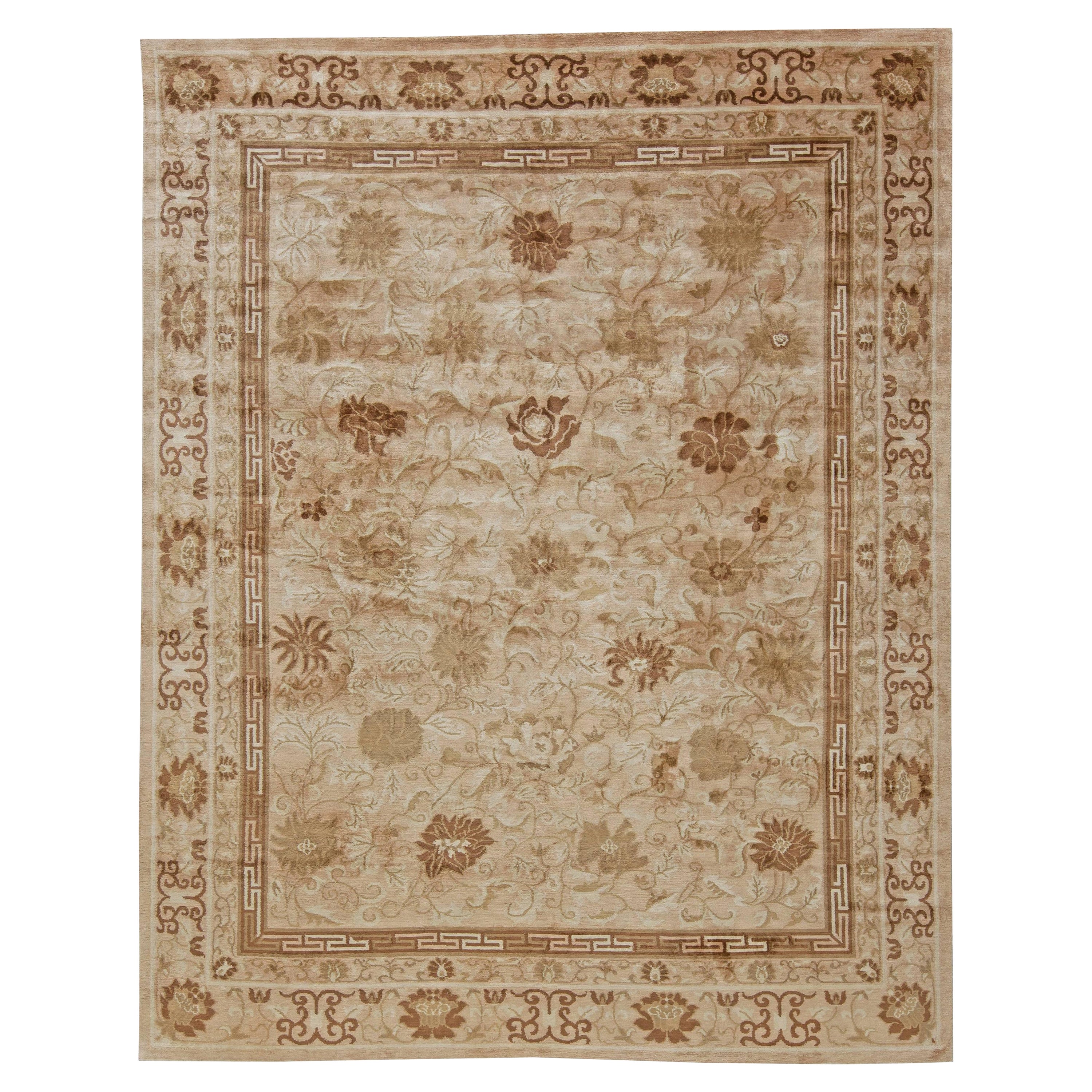 Contemporary Lotus Design Silk Rug by Doris Leslie Blau For Sale at 1stDibs
