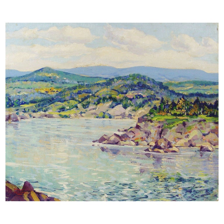 Vintage 1940's Simon Michael Impressionist Lake Landscape Painting For ...