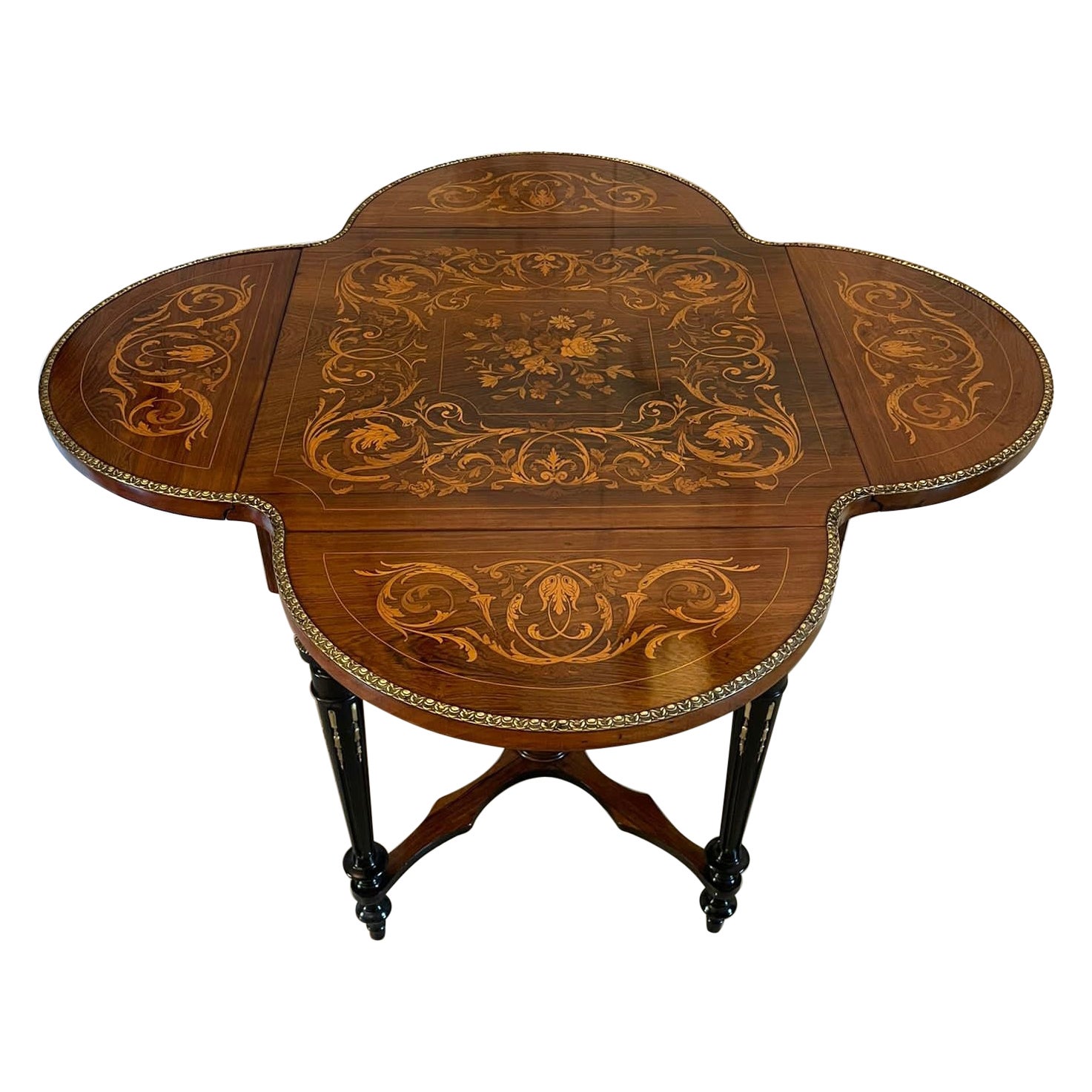 Quality Burr Walnut and Marquetry Inlaid Victorian Period Table at 1stDibs