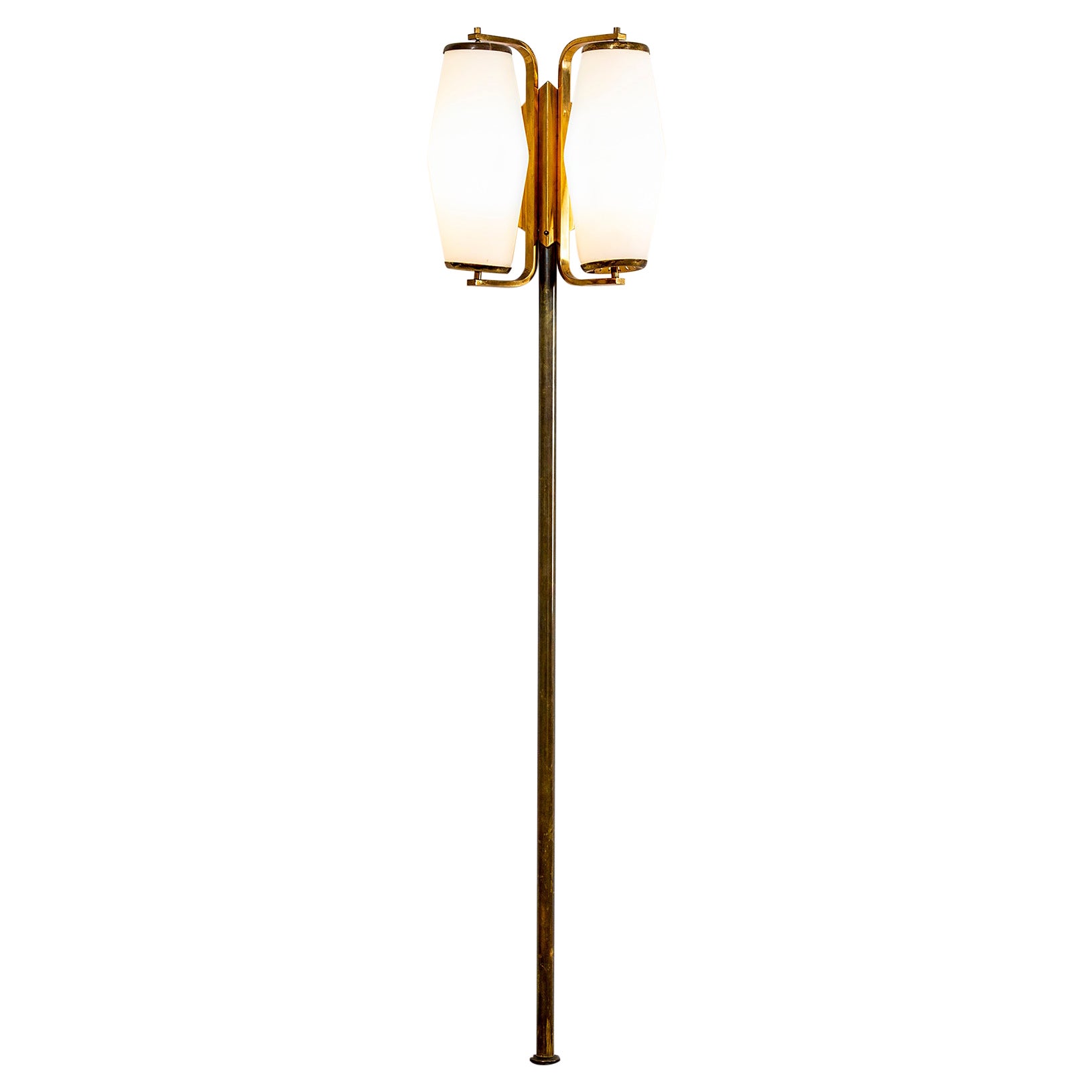 20th Century Stilnovo Wall Lamp Tall in Brass and diffusers in Opaline ...