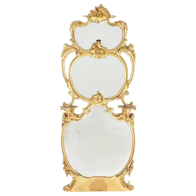 Rococo Style Italian Gilt Wood Mirror For Sale at 1stDibs