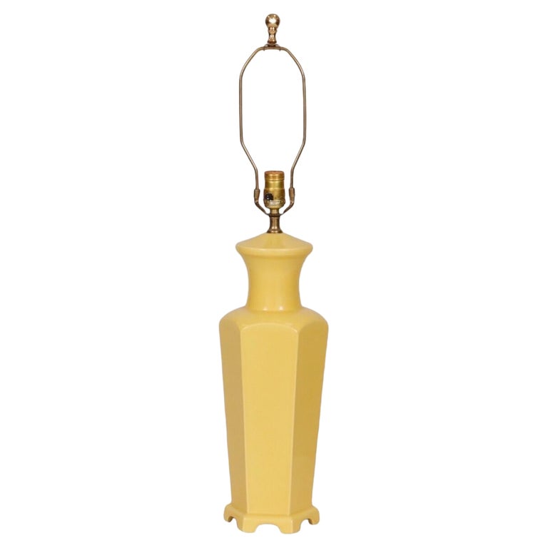 Hexagonal Ceramic Table Lamp in Yellow For Sale at 1stDibs