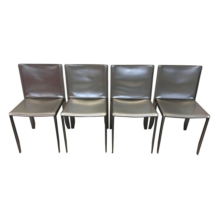Studio Kronos Metallic Leather Piuma Chairs for Cattelan Italia, Set of ...