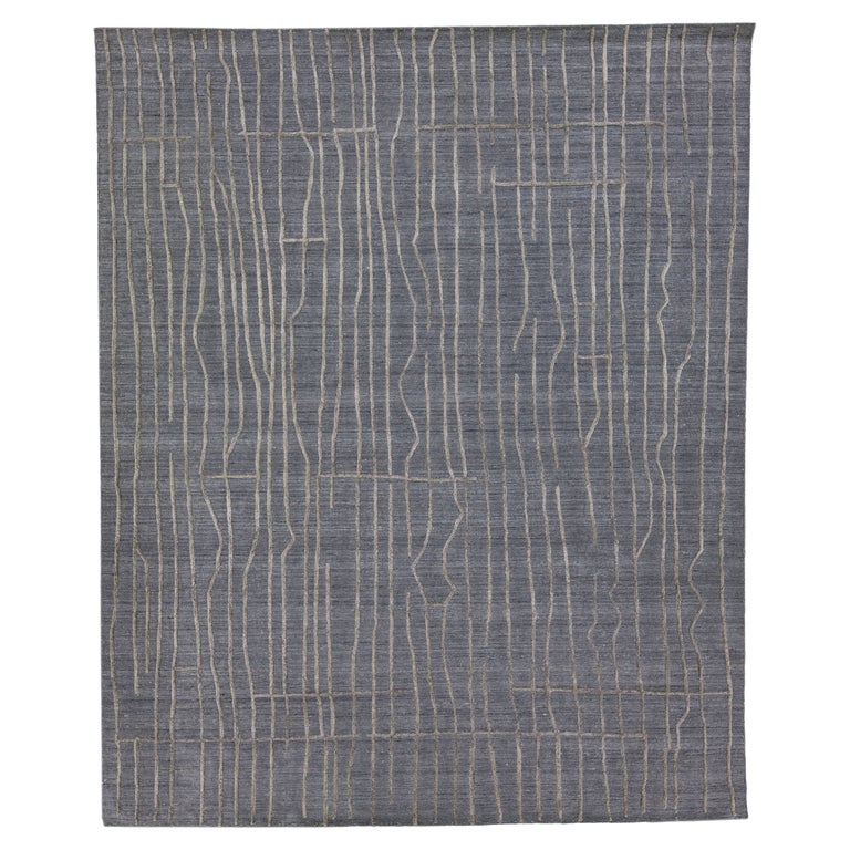 Contemporary Texture Handmade Charcoal Wool and Viscose Rug For Sale at ...