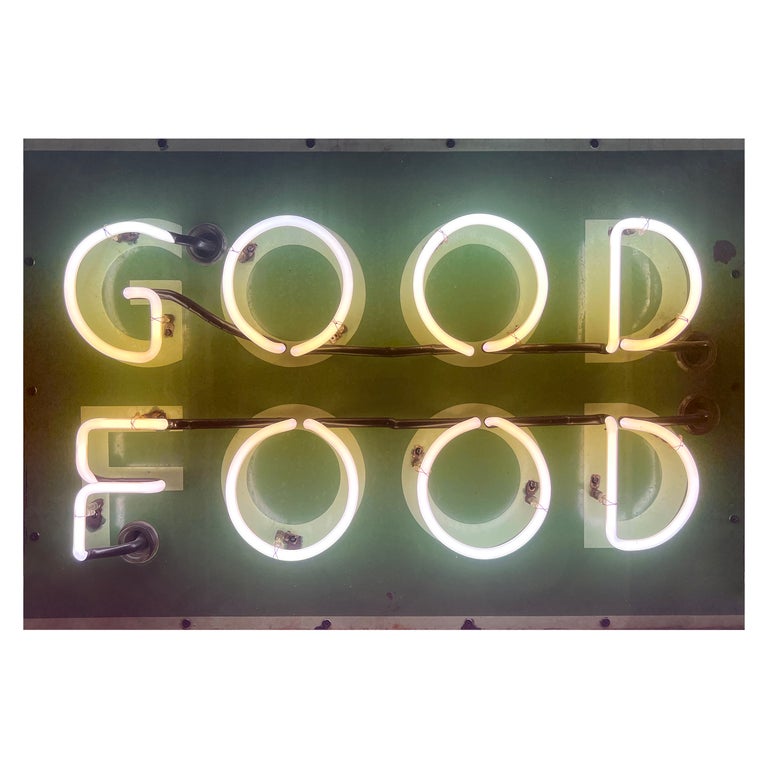 1950’s Enamel and Neon Sign Good Food at 1stDibs