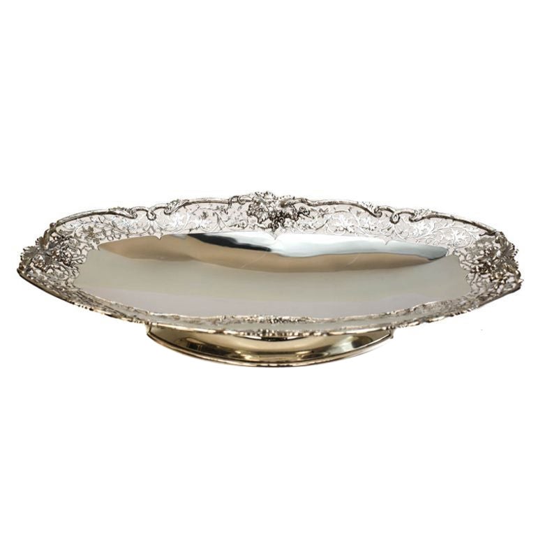 Asprey and Co. Ltd Sterling Silver Oval Pierced Footed Centerpiece Bowl ...
