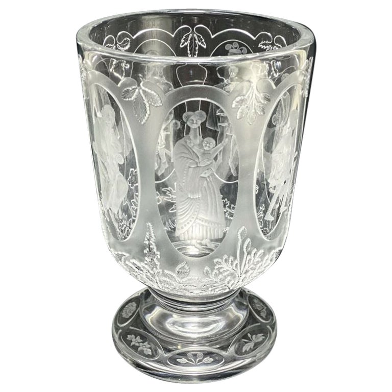 Andrews for Webb Corbett Engraved Glass Footed Vase, 1976 For Sale at ...
