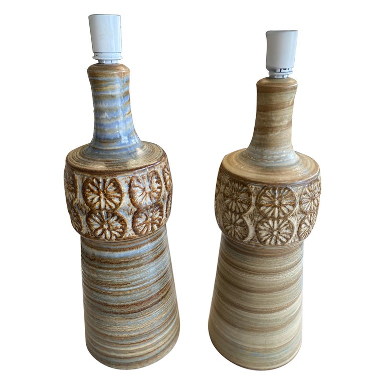 Pair of Danish Modern Ceramic Lamps by Soholm at 1stDibs
