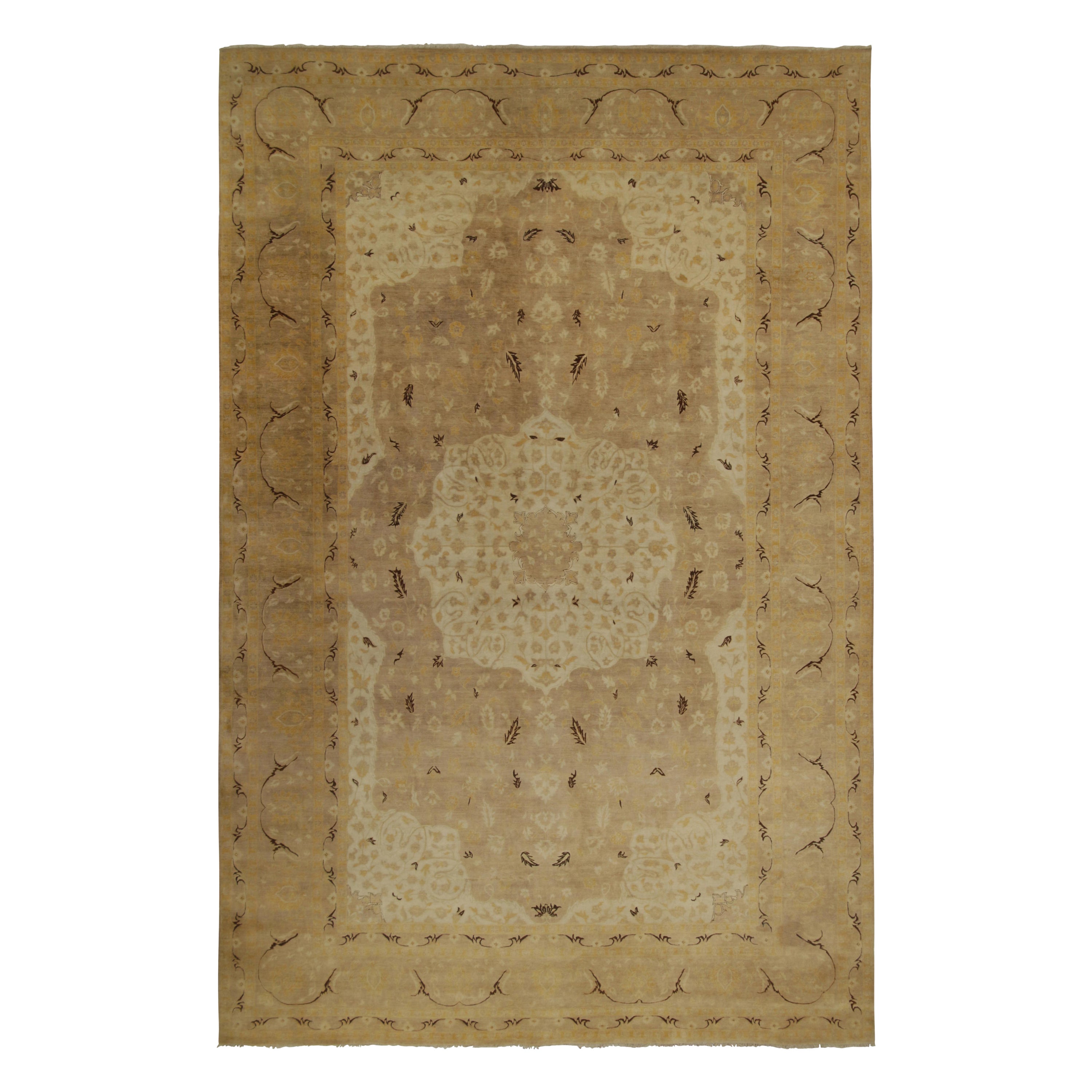 Rug and Kilim’s Classic Tabriz style rug in Brown, Blue and Gold Floral ...