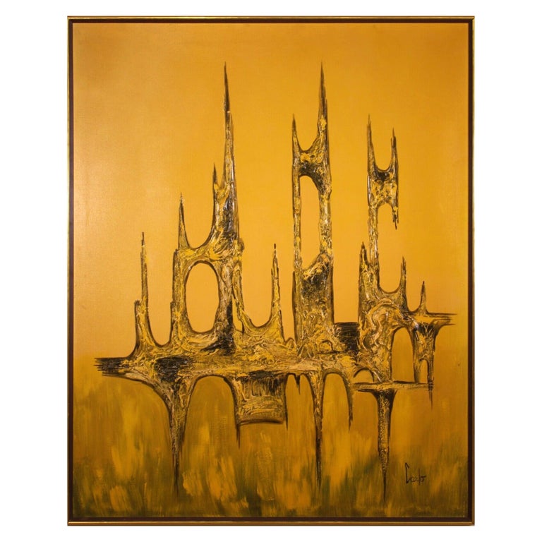 Carlo of Hollywood Sound Waves Signed Oil Painting on Canvas Brutalist ...