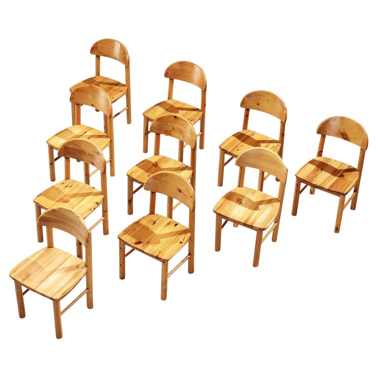 Danish Set of Ten Dining Chairs in Solid Pine For Sale at 1stDibs