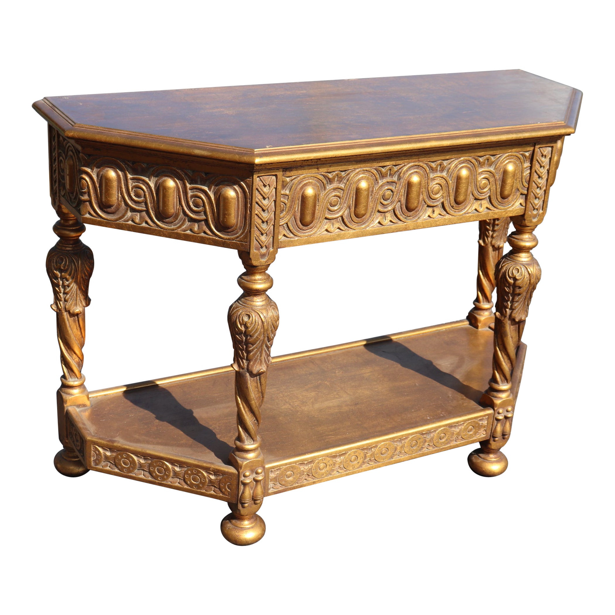 Gorgeous Italian Carved Gilded Console Table For Sale at 1stDibs