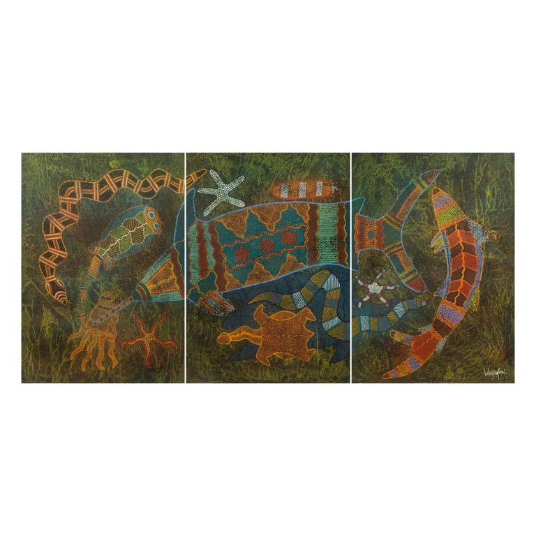 Australian Aboriginal Art Leanna Wanjidari Reid Signed Black Marlin ...