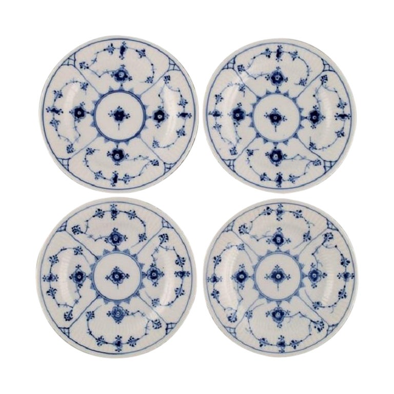 Four Royal Copenhagen Blue Fluted Plain Side Plates in Hand-Painted ...