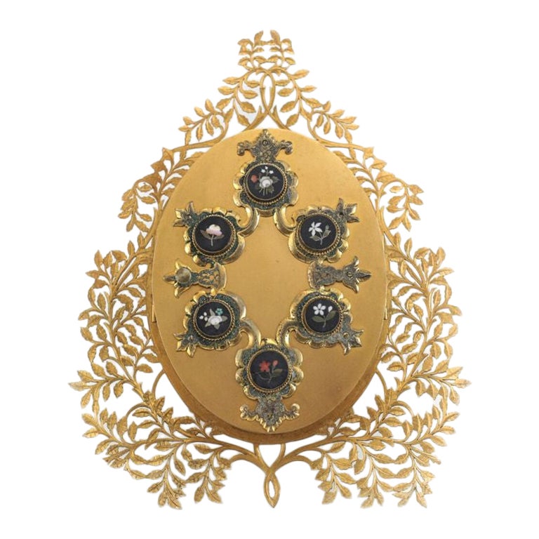 Italian Gilt Bronze and Pietra Dura Accent 3 Photo Frame, Mid-19th ...