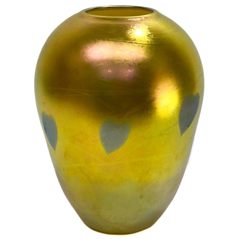 Steuben Aurene Glass Heart and Vines Vase, Early 20th Century For Sale ...