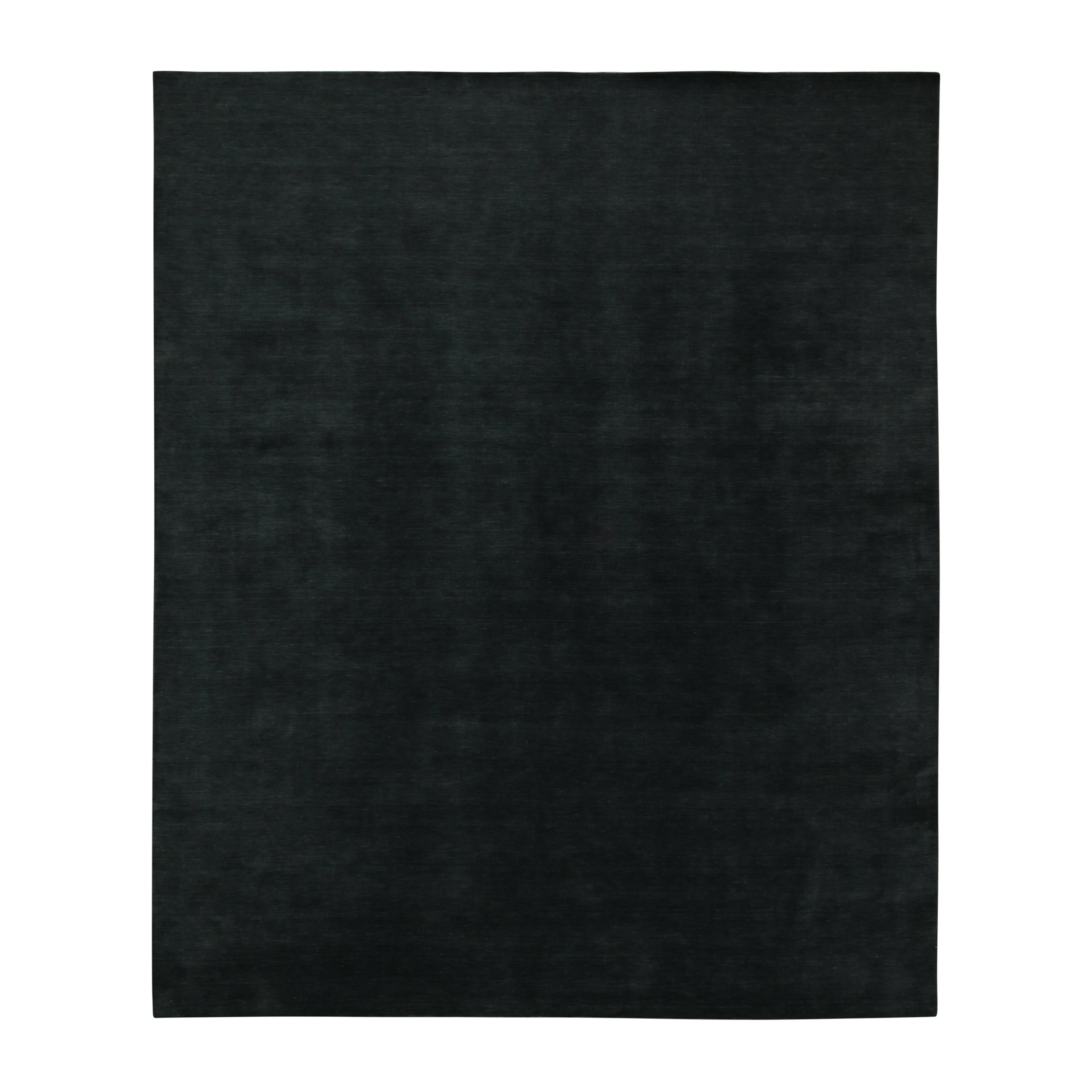 Rug and Kilim’s Contemporary Rug in Solid Black and Dark Gray ...