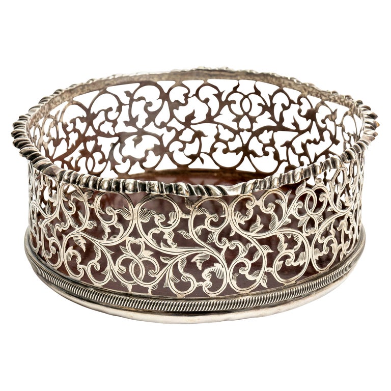 Vintage Sterling Silver Wine Bottle Coaster at 1stDibs