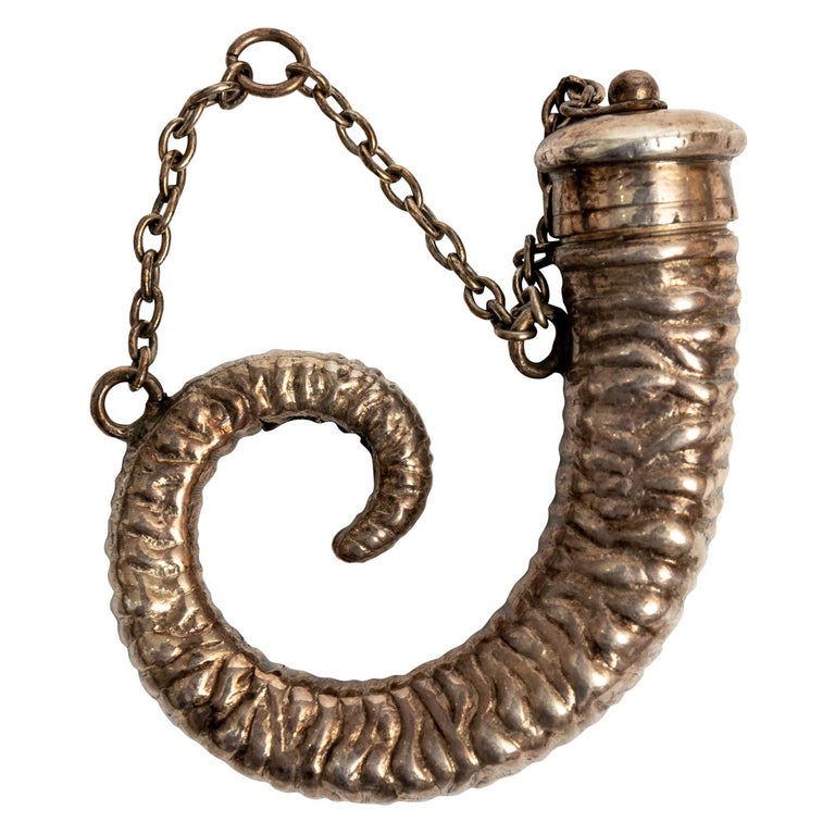 Vintage Silver Horn Shaped Perfume For Sale at 1stDibs
