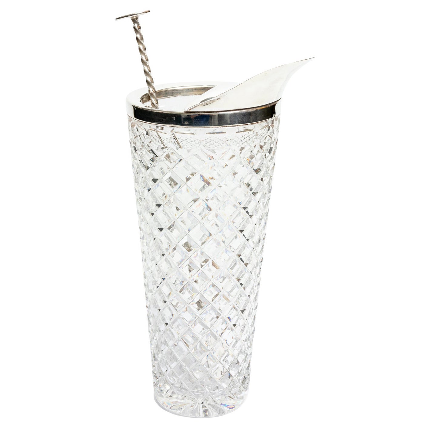 English Glass and Silver Plate Cocktail Mixer at 1stDibs