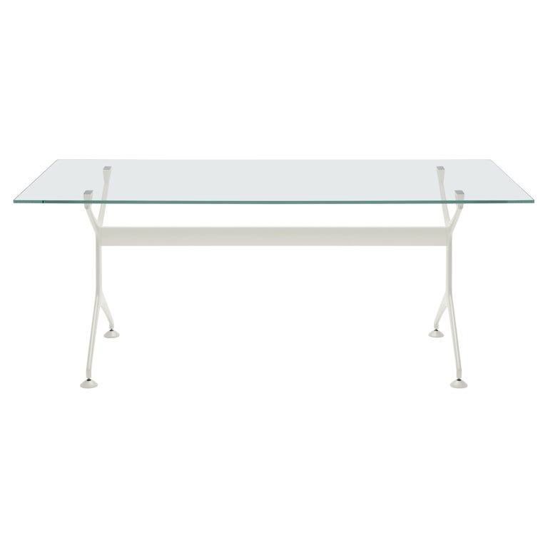 Alias Frametable 240 in Glass Top with White Lacquered Aluminium Frame For Sale at 1stDibs