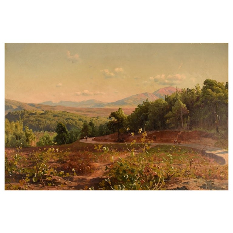 Peder Mörk Mønsted, Well Listed Danish Artist, Italian Landscape For ...