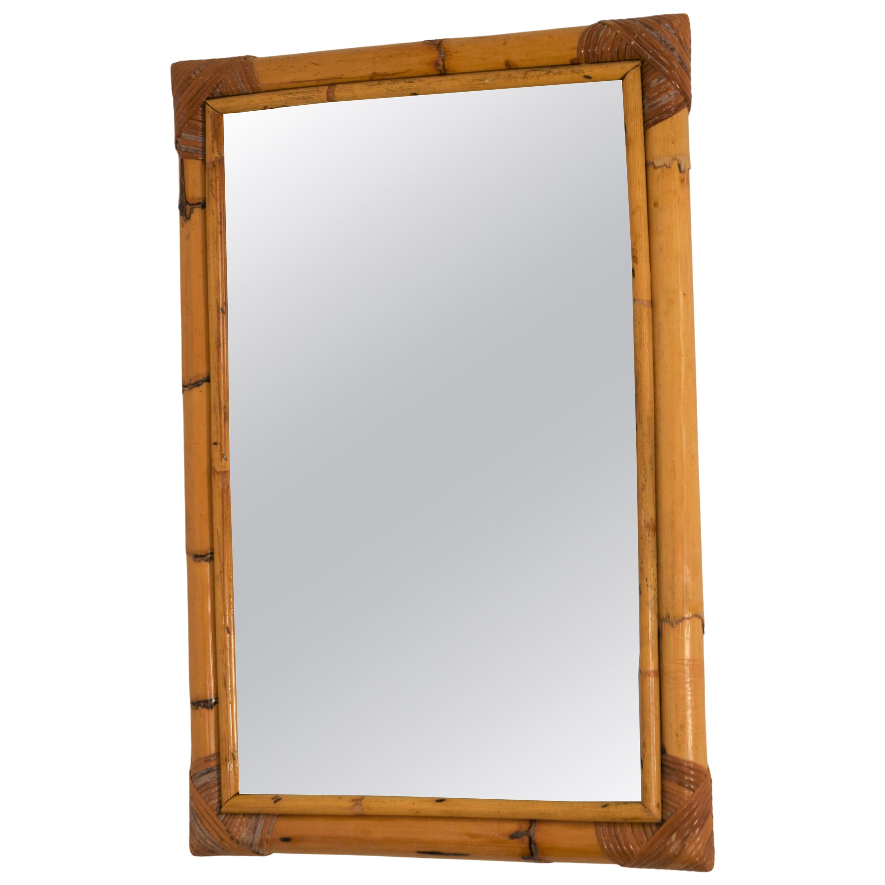 1960s Italian Bamboo Wall Mirror by Raymor. at 1stDibs