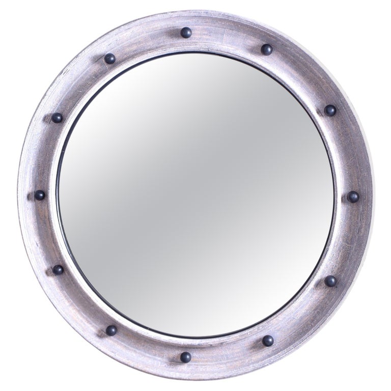 Extra Large Round Swedish Style Painted Pine Mirror For Sale at 1stDibs