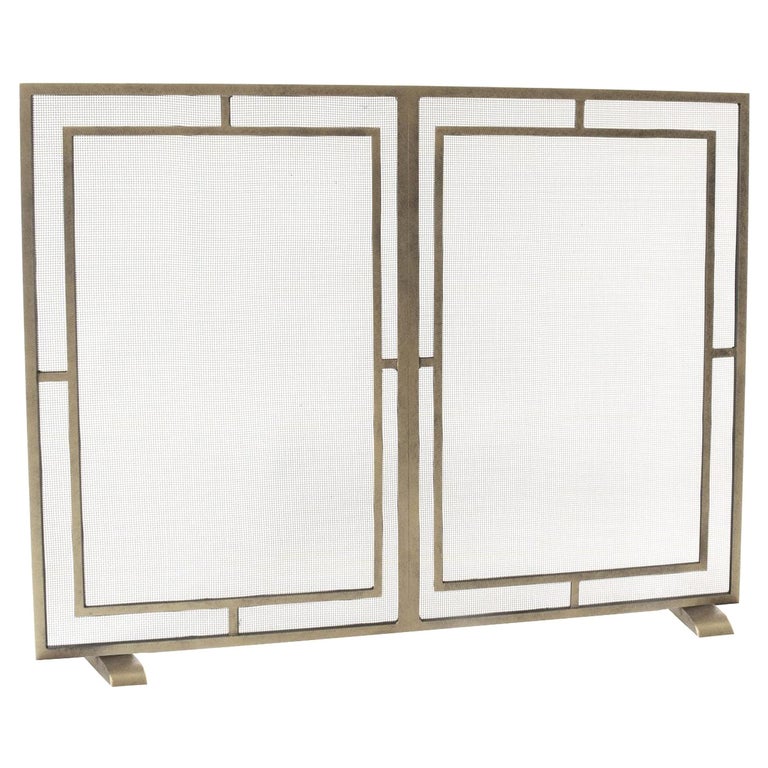Genevieve Fireplace Screen in Warm Silver For Sale at 1stDibs