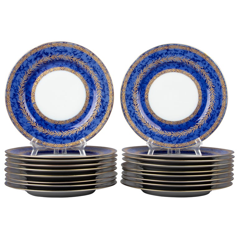 Set of 18 Porcelain Dinner Plates made by Raynaud Limoges at 1stDibs
