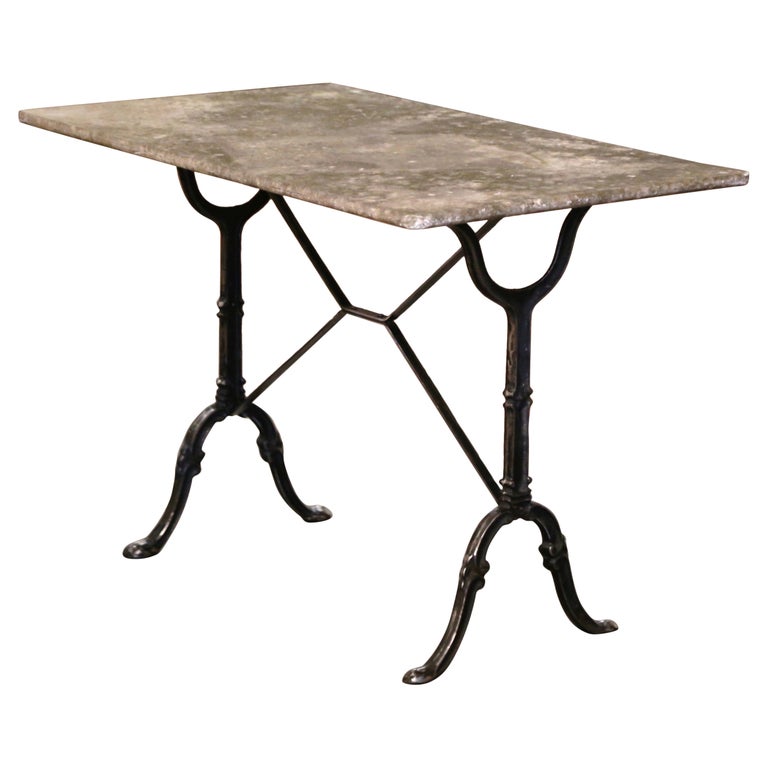Early 20th Century French Polished Iron Bistrot Table with Weathered ...