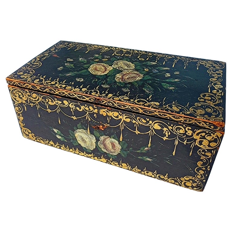 Folk Art Hand Painted Box American Circa 1850 For Sale at 1stDibs