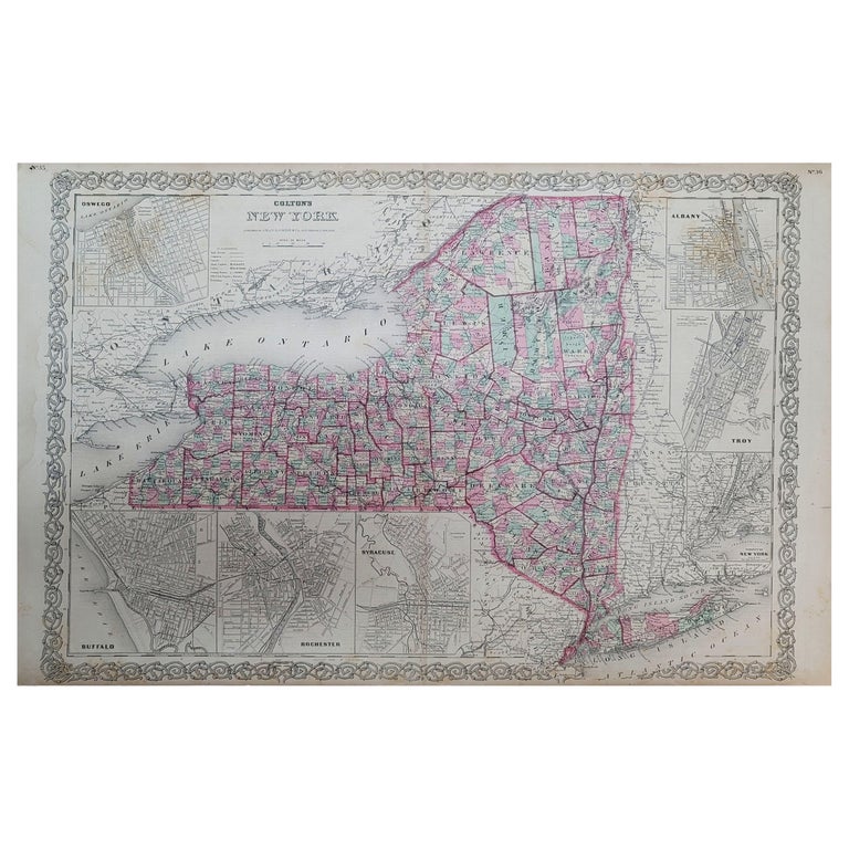 1858 Colton's Map of New York, Ric.B011 For Sale at 1stDibs