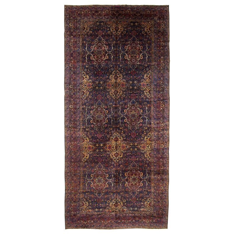 Antique Signed Persian Kerman Carpet For Sale at 1stDibs
