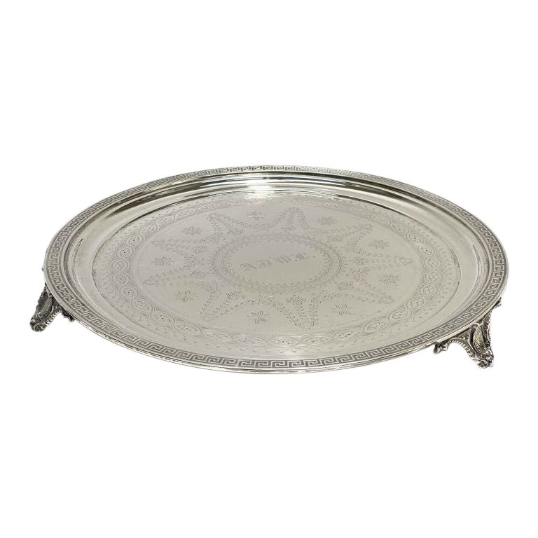 S.T. Crosby and Co Coin Silver Tea Tray with Hunting Scenes, circa 1860 ...