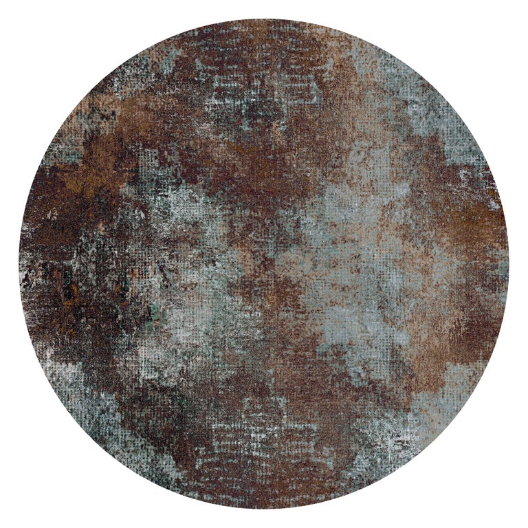 Moooi Large Quiet Collection Erosion Rust Round Rug in Low Pile ...
